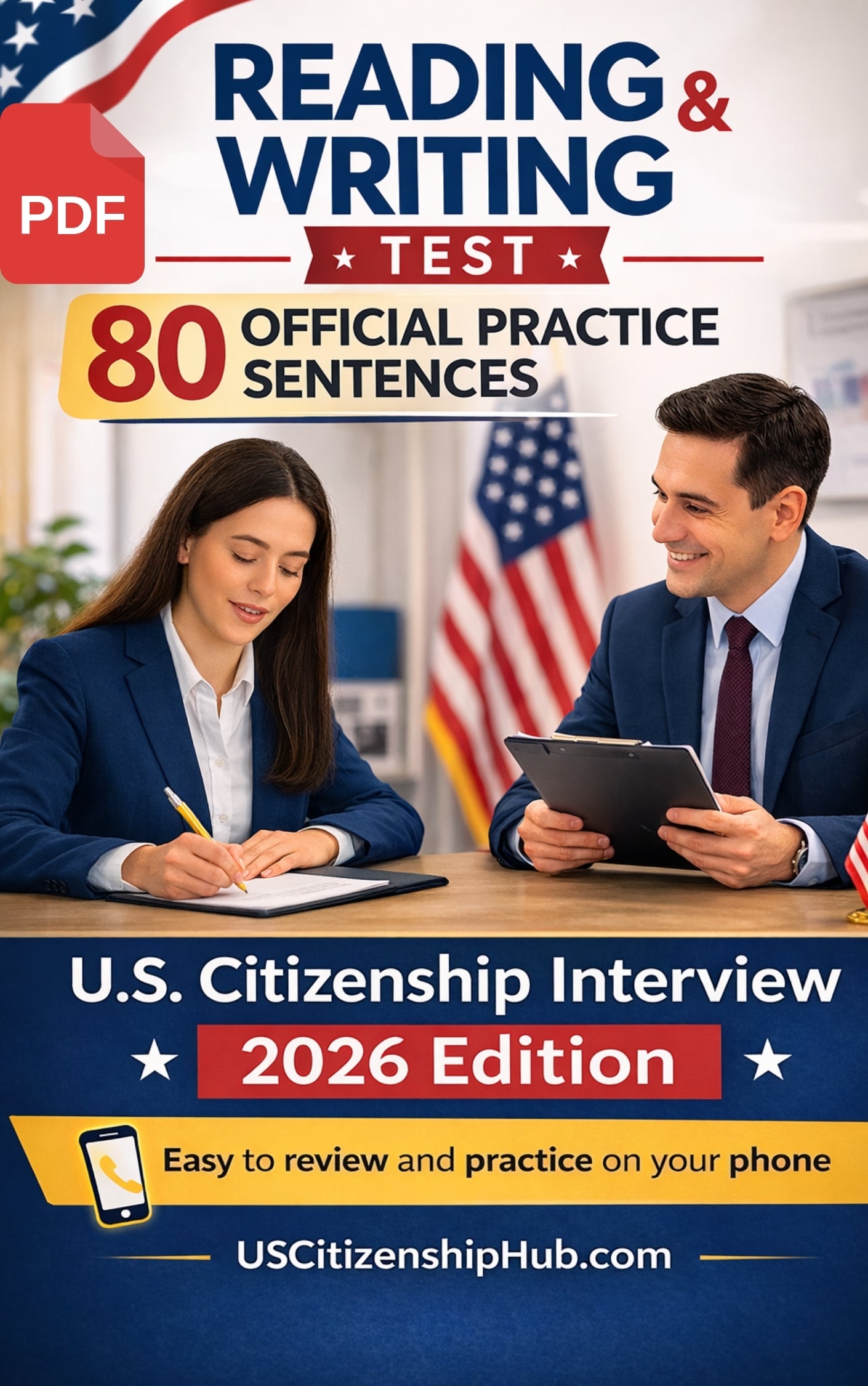 80 Official Reading and Writing Sentences for the US Naturalization Te ...